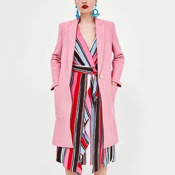 Zara | Jackets & Coats | Zara Pink Textured Weave Coat Nwt | Poshmark